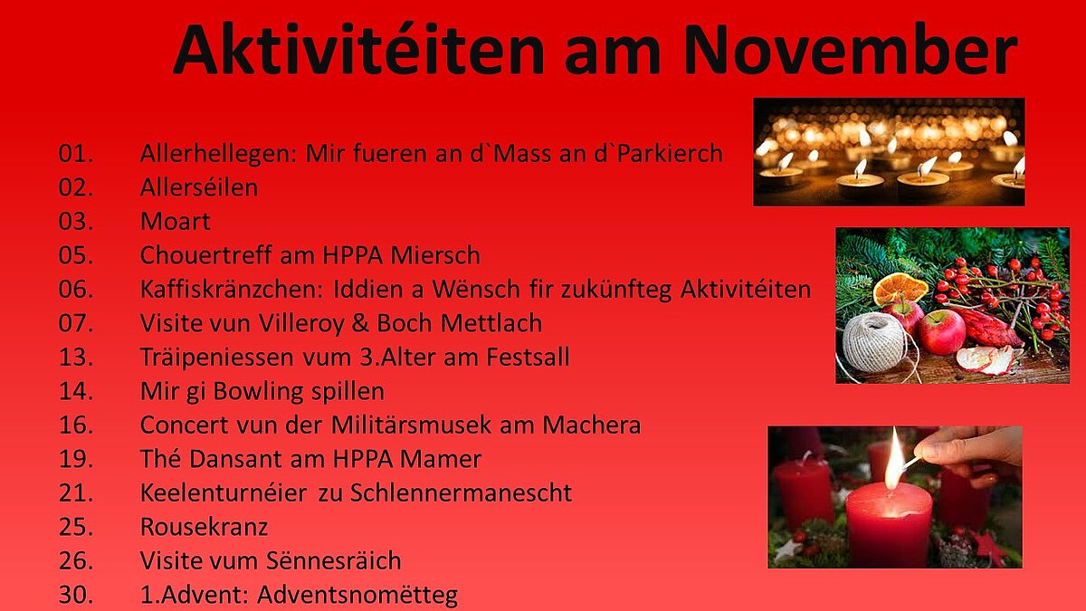 Aktivitéiteplang fir de Mount November | HPPA